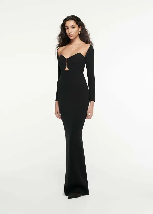 Roland Mouret Long-sleeve Gown With Cut-out Detail