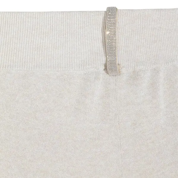 Fabiana Filippi Ribbed Knit Trousers With Embellished Waistband - Beige