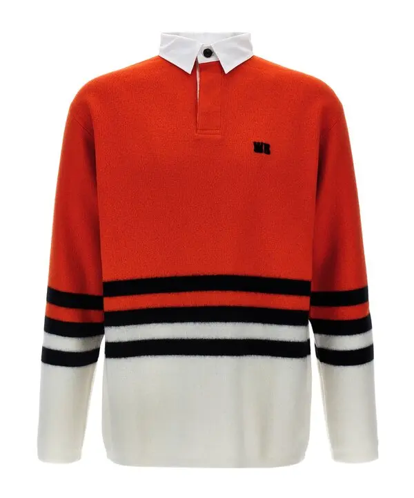 WALES BONNER Cypher Logo Embroidered Knitted Polo Shirt