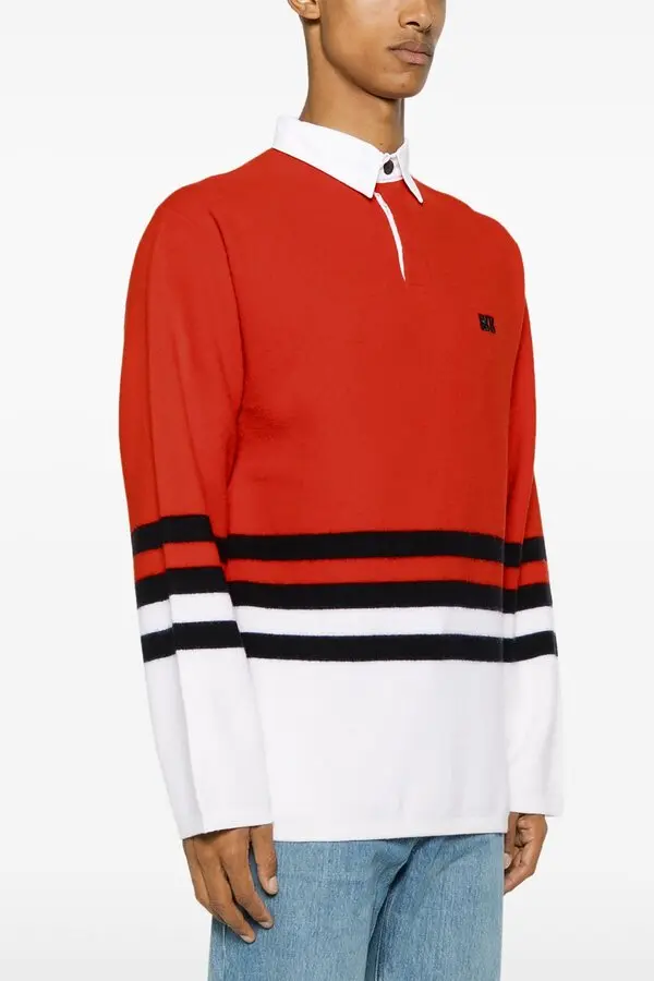 WALES BONNER Cypher Logo Embroidered Knitted Polo Shirt
