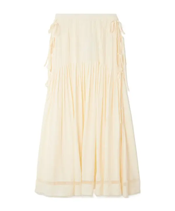 Rabanne Midi Skirt With Side Bow Detail - Off White