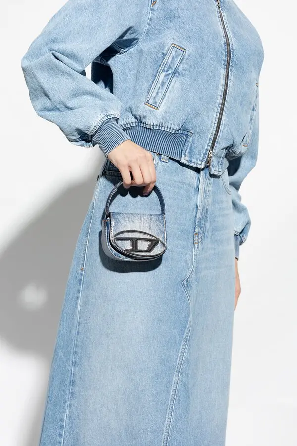 DIESEL® 1dr Denim-print Leather Mini Bag