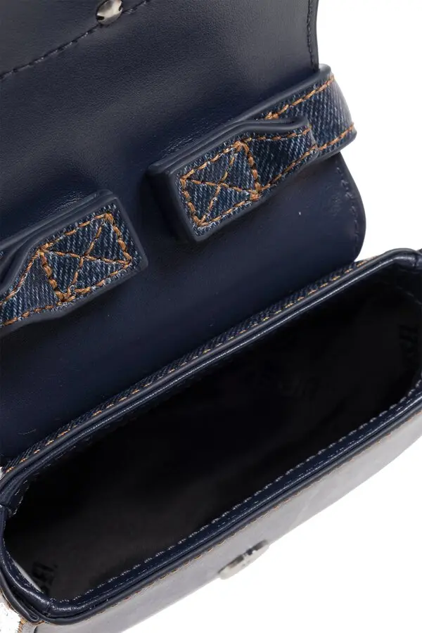 DIESEL® 1dr Denim-print Leather Mini Bag