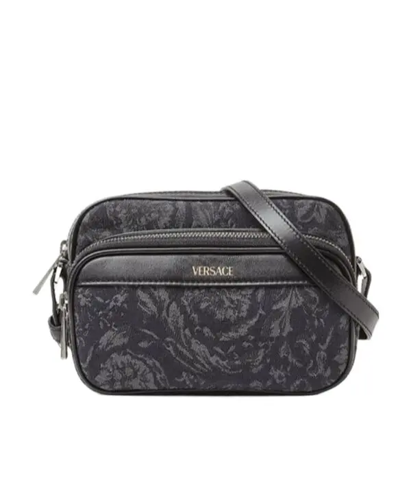 Versace Barocco Athena Zip-up Messenger Bag - Black