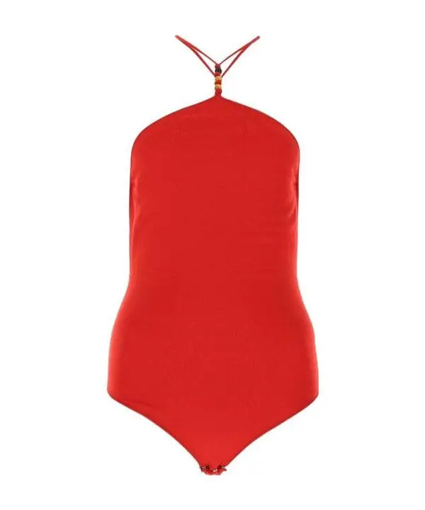 Bottega Veneta Beaded Strap Bodysuit - Red