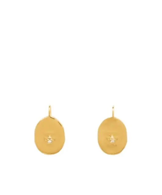 PATOU Antic Face Dormeuses Metallic Earrings - Yellow