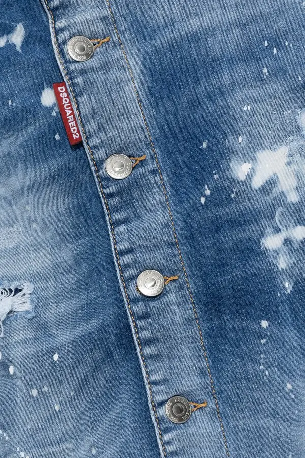 Dsquared2 Distressed Denim Midi Skirt