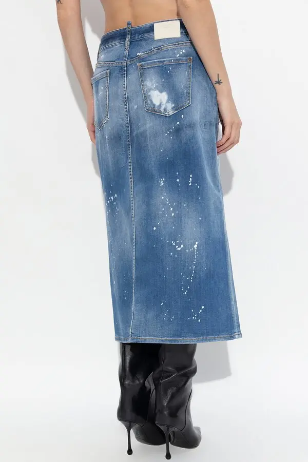 Dsquared2 Distressed Denim Midi Skirt