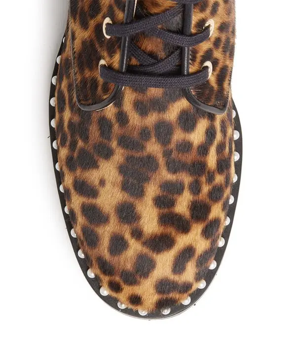 STUART WEITZMAN Leopard Print Lace Up Boots