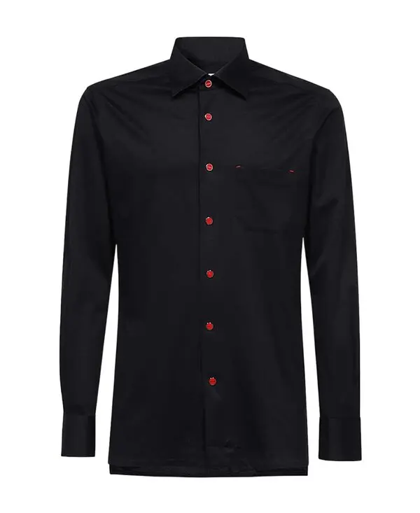 Kiton Lapel Long-sleeved Shirt - Black