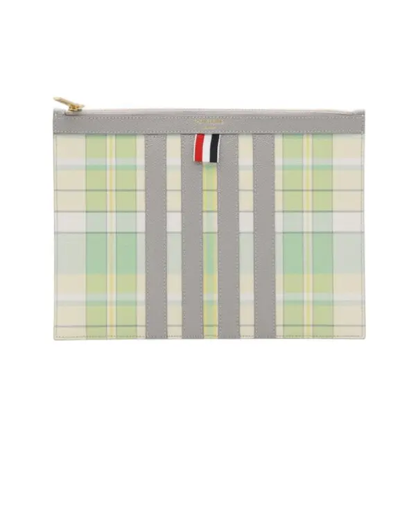 Thom Browne Checked Zip Clutch Bag