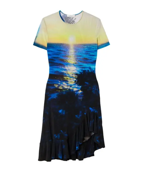 Rabanne Sunset-printed Second-skin Jersey Mini Dress - Black