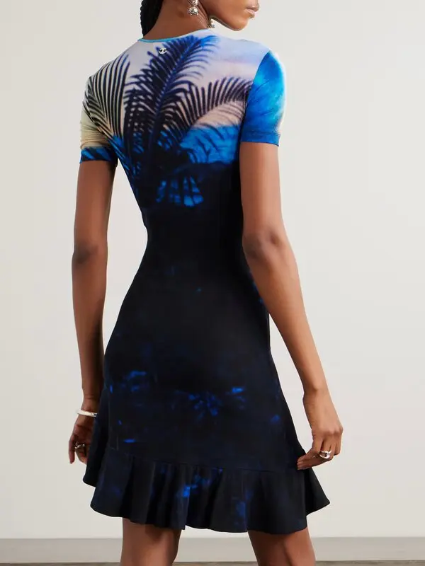 Rabanne Sunset-printed Second-skin Jersey Mini Dress - Black