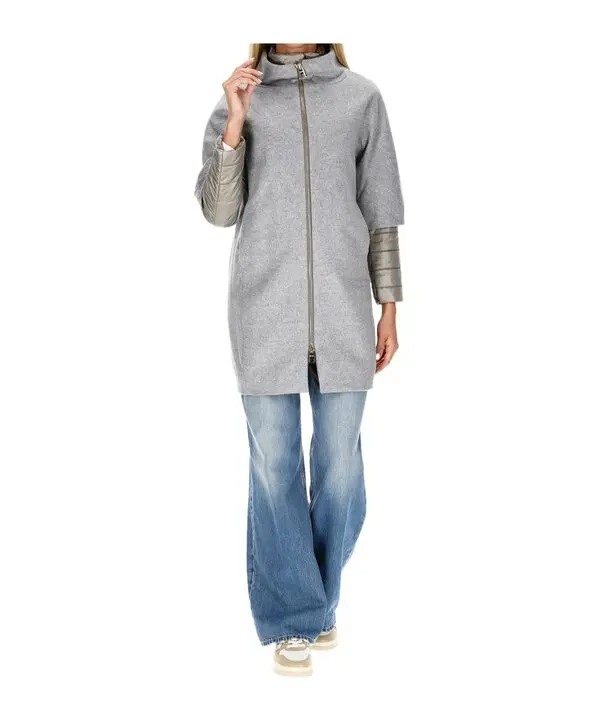 Herno Quilted Insert Zip Coat - Gray