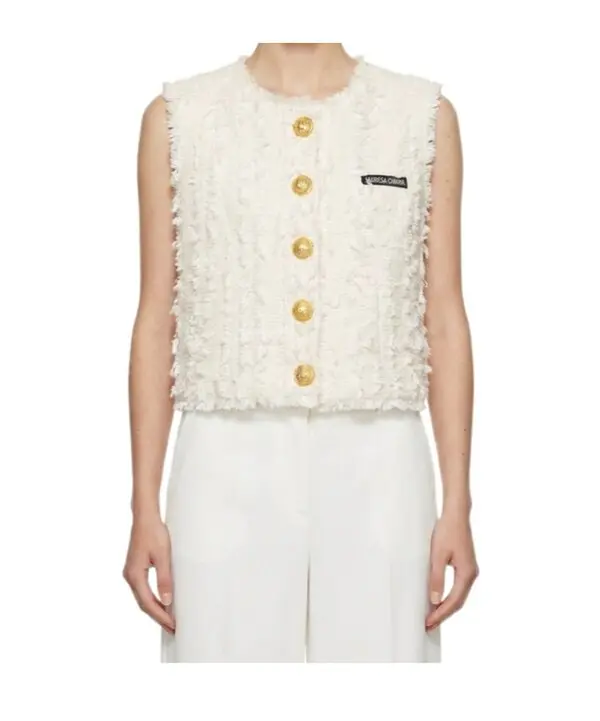 Marissa Chiara Sleeveless Textured Vest With Button Detail