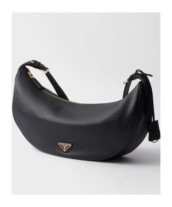 Prada Triangle-logo Demi-lune Shoulder Bag - Black