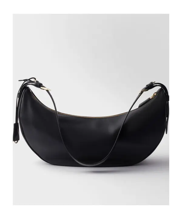 Prada Triangle-logo Demi-lune Shoulder Bag - Black