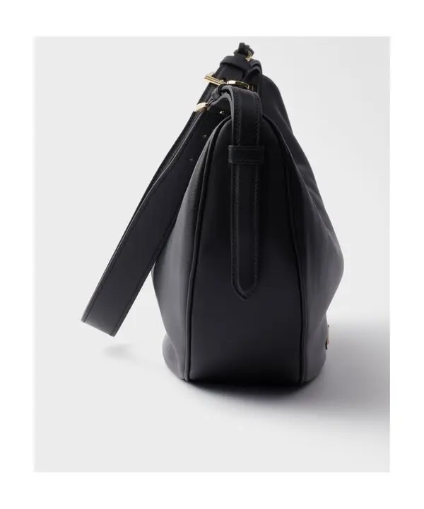 Prada Triangle-logo Demi-lune Shoulder Bag - Black