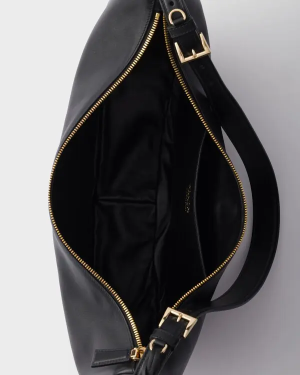 Prada Triangle-logo Demi-lune Shoulder Bag - Black