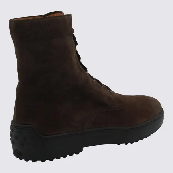 TOD'S Suede Combat Boots - Brown