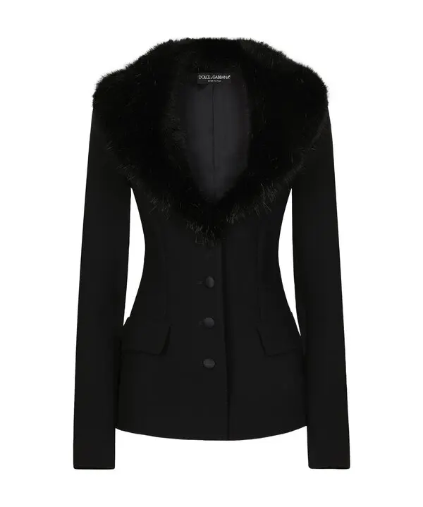 Dolce & Gabbana Single-breasted Faux Fur Collar Jacket