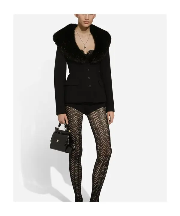 Dolce & Gabbana Single-breasted Faux Fur Collar Jacket