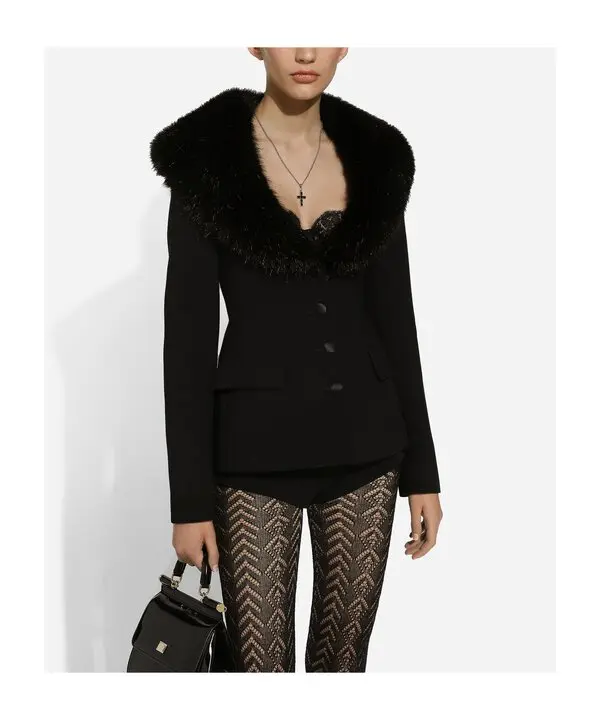 Dolce & Gabbana Single-breasted Faux Fur Collar Jacket