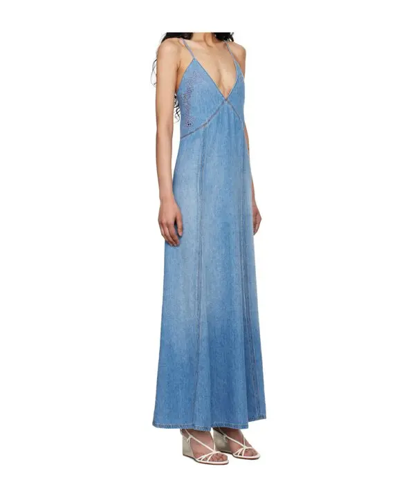 Chloé Maxi Denim Dress With V-neck