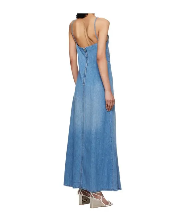 Chloé Maxi Denim Dress With V-neck