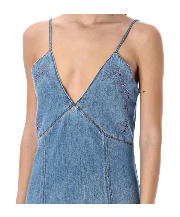 Chloé Maxi Denim Dress With V-neck