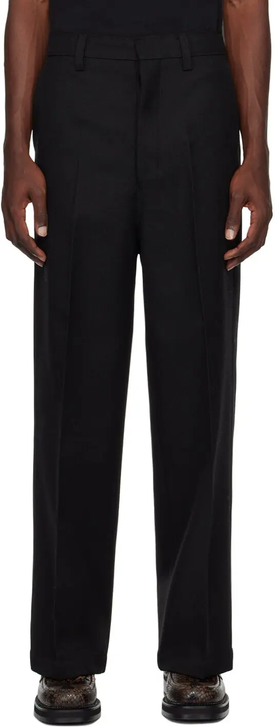 Ami Wide-leg Tailored Wool Trousers - Black