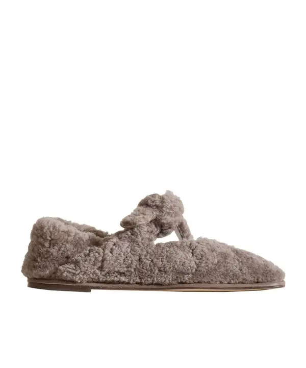 Hereu Slip-on Flat With Curly Detailing - Grey