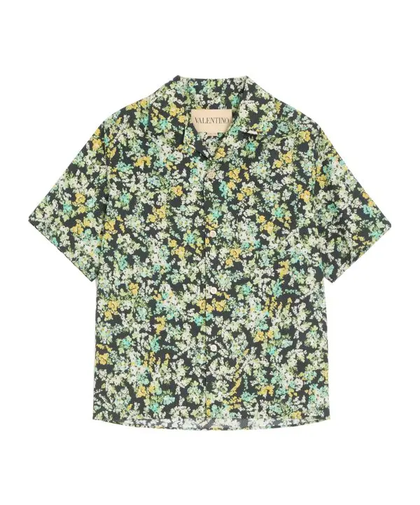 Valentino Garavani Papier Floral Printed Button-up Bowling Shirt