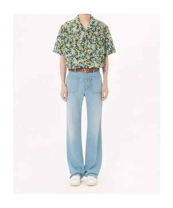 Valentino Garavani Papier Floral Printed Button-up Bowling Shirt