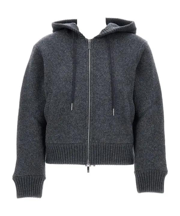 Thom Browne Zip-up Drawstring Knitted Hoodie - Black