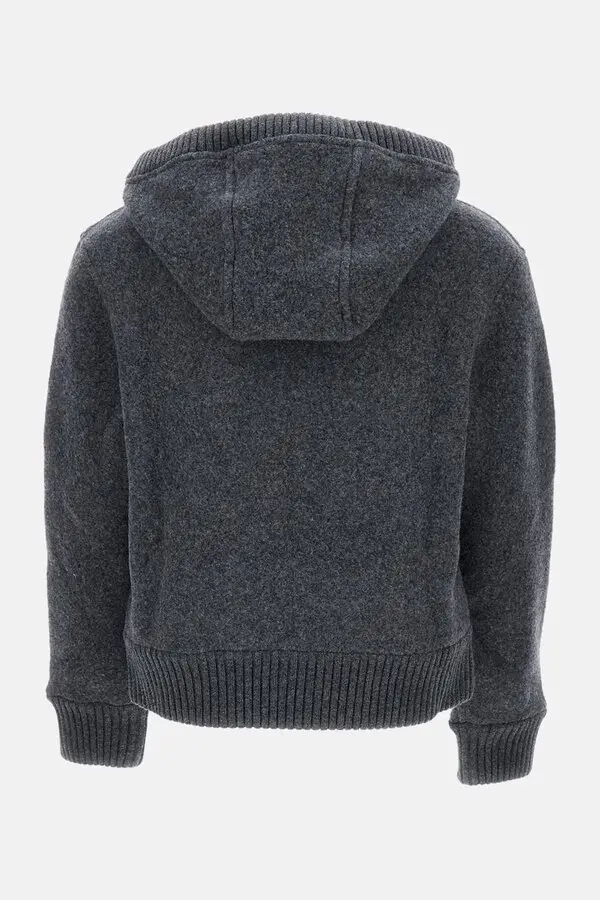 Thom Browne Zip-up Drawstring Knitted Hoodie - Black