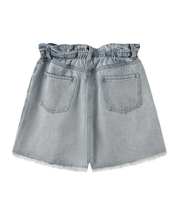 Marissa Chiara Belted Logo Print Denim Shorts