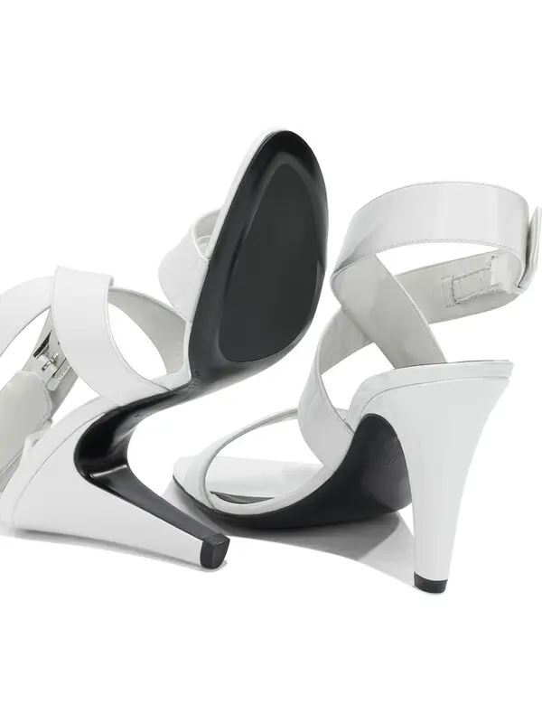 Alaïa Cone Crisscross Heeled Sandals - White