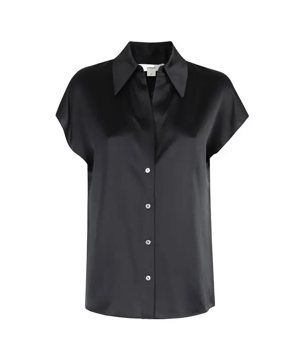Vince Cap Sleeve Shirt - Black