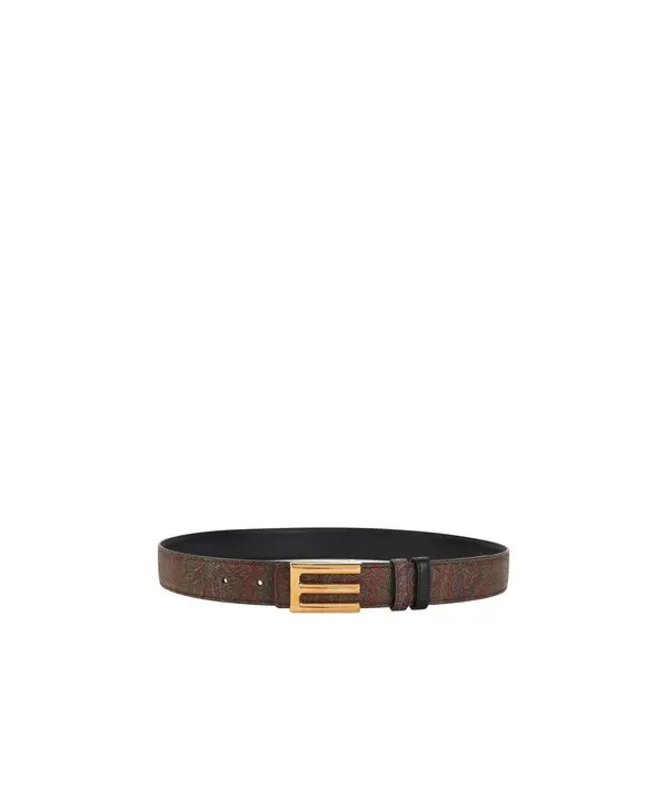 Etro Reversible Paisley Leather Belt - Black