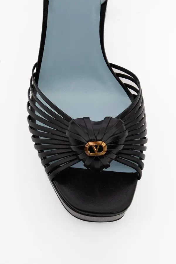 Valentino Garavani Coeur Royal Platform Sandals - Black