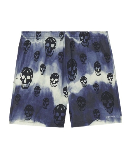 Alexander McQueen Tie-dye Skull Swim Shorts - Navy/black
