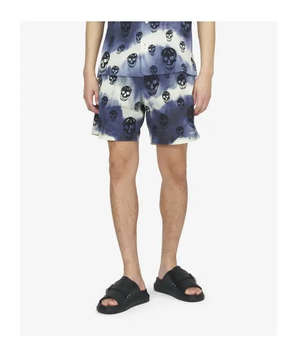 Alexander McQueen Tie-dye Skull Swim Shorts - Navy/black