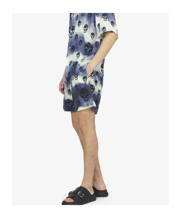 Alexander McQueen Tie-dye Skull Swim Shorts - Navy/black