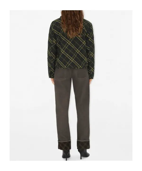 Burberry Quilted Check Jacket With Corduroy Collar