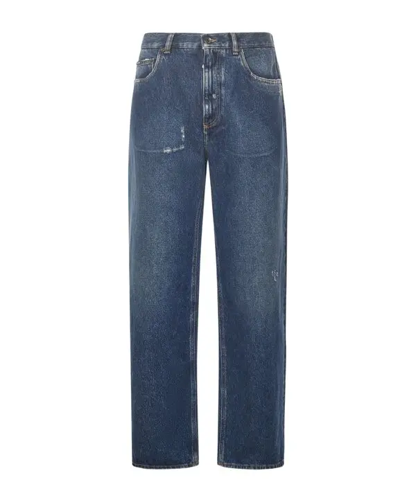 Dolce & Gabbana Straight Leg Distressed Denim Jeans - Blue