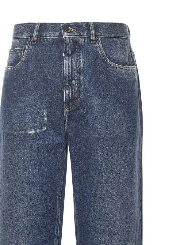 Dolce & Gabbana Straight Leg Distressed Denim Jeans - Blue