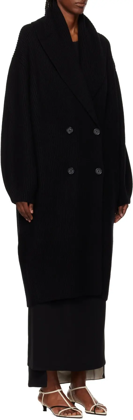 TOTEME Ribbed Shawl Collar Cardigan - Black
