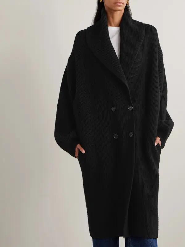 TOTEME Ribbed Shawl Collar Cardigan - Black
