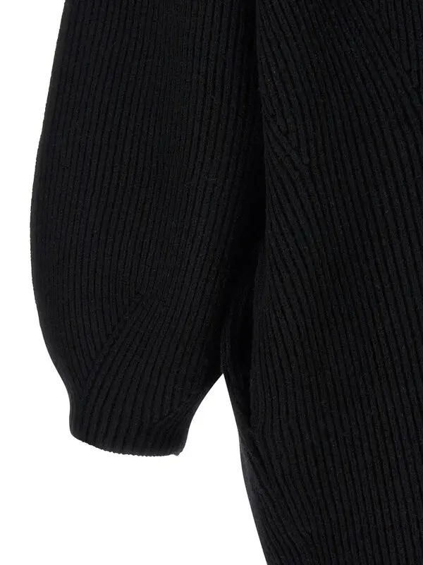 TOTEME Ribbed Shawl Collar Cardigan - Black